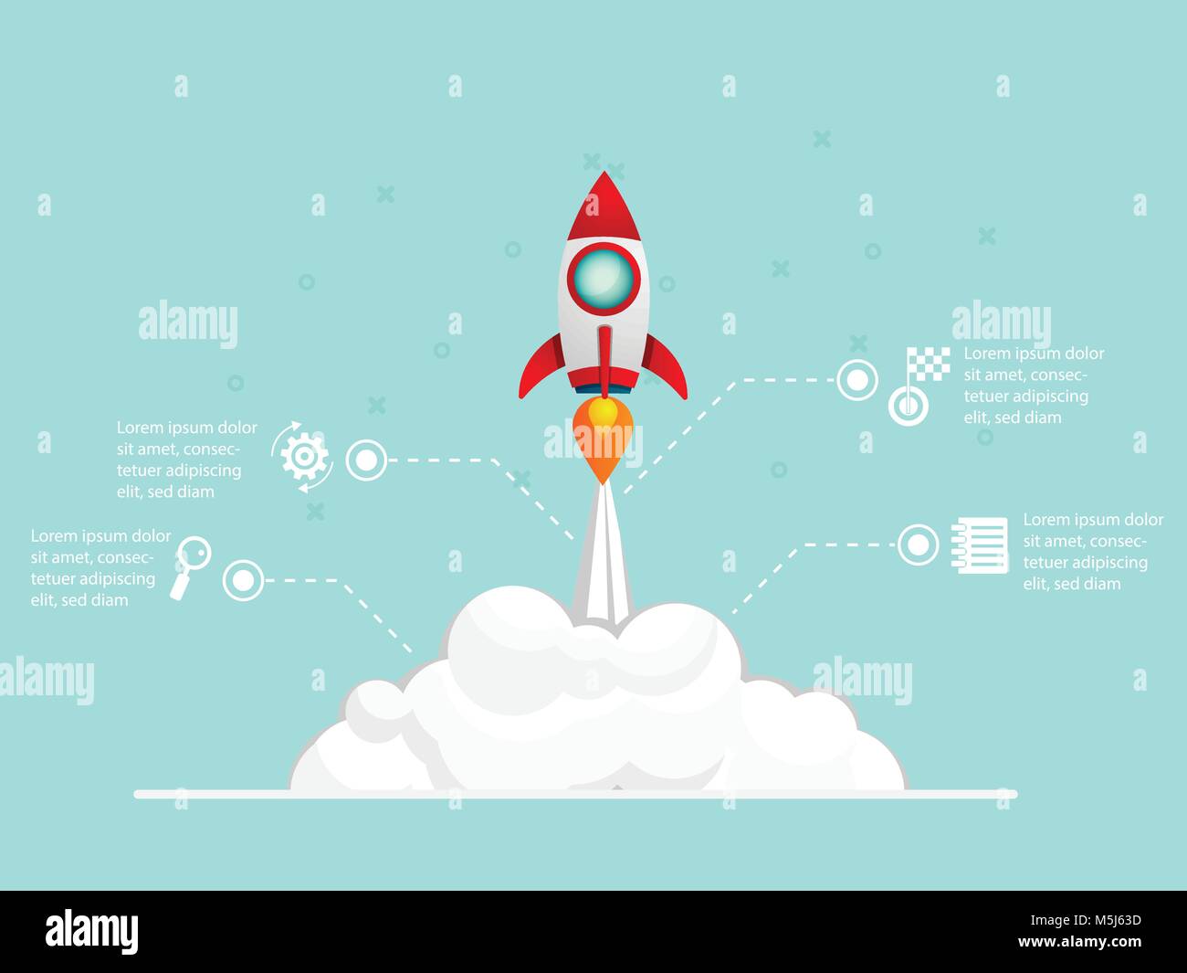 illustration of rocket startup launch infographic business concept ...
