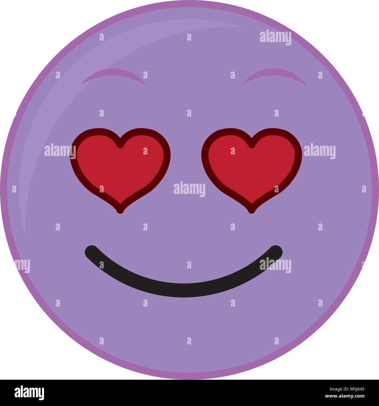 purple enamored face gesture symbol expression vector illustration ...