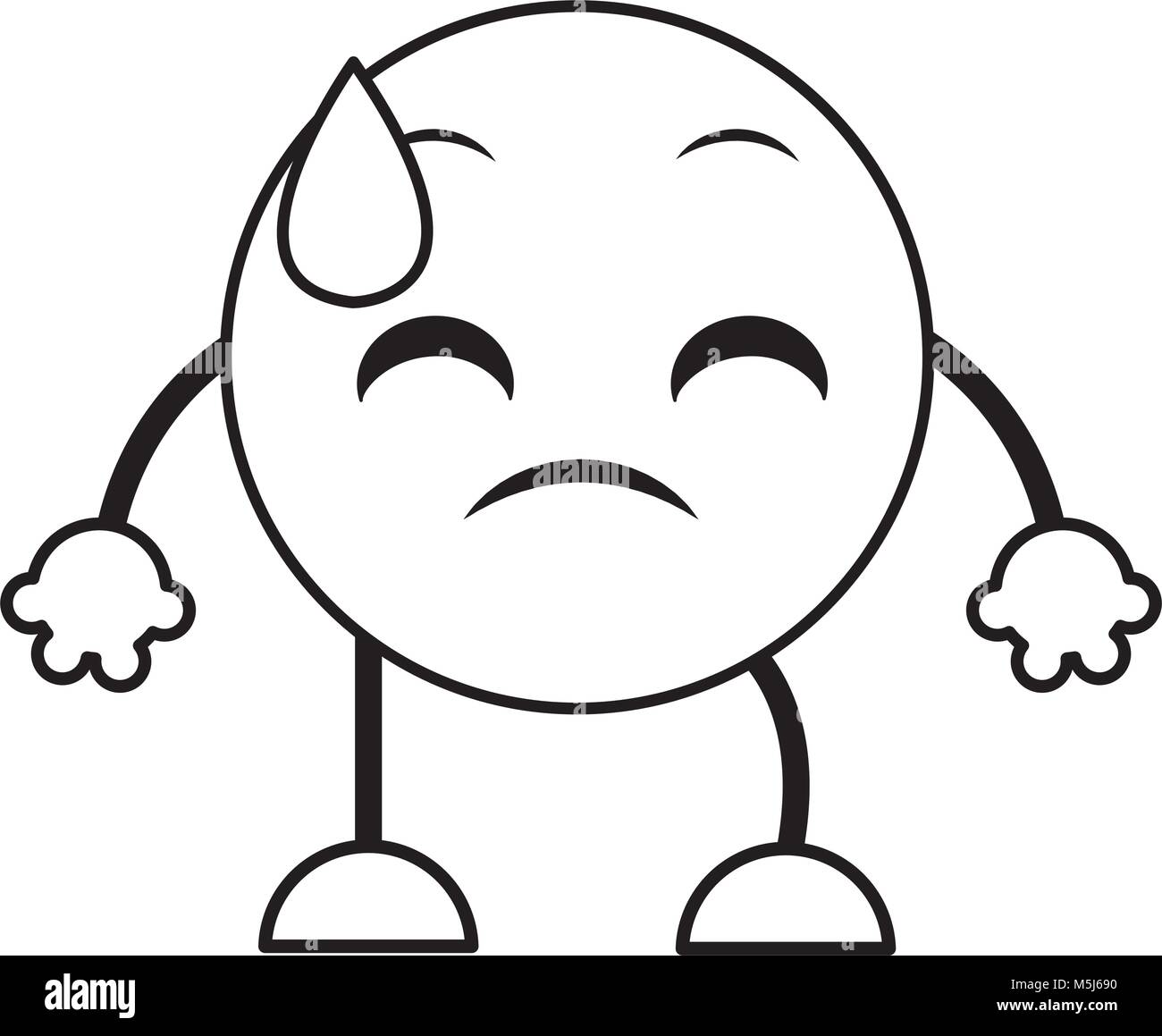 line sweating emoji expression with arms and legs Stock Vector Image ...