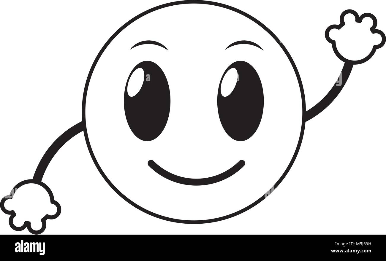 line happy emoji face expression with arms Stock Vector Image & Art - Alamy