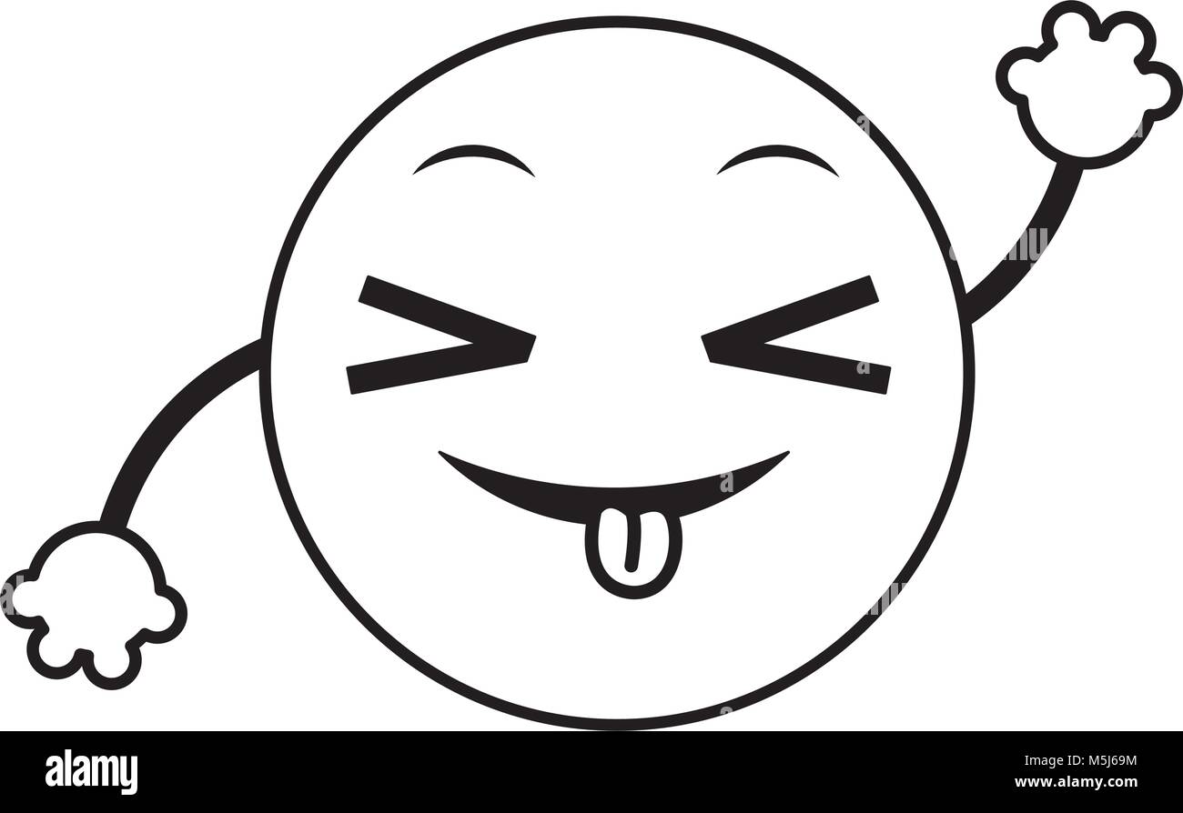 line joking emoji face expression with arms Stock Vector Image & Art ...