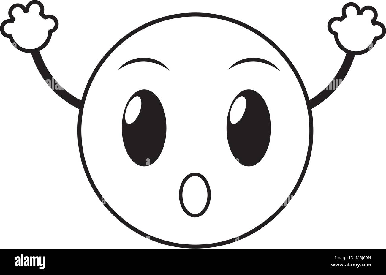 line shocked emoji face expression with arms Stock Vector Image & Art ...