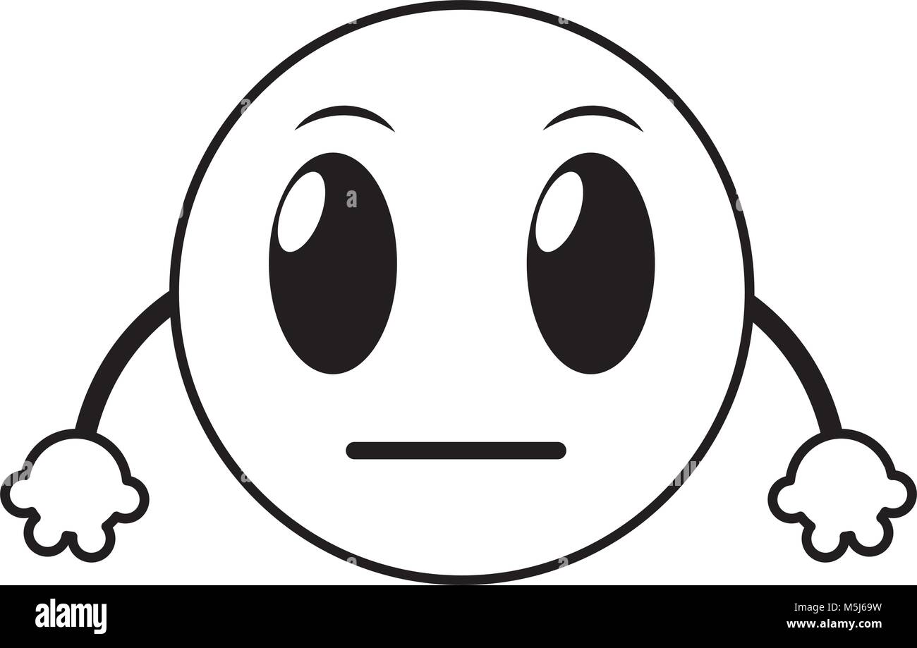 line not knowing emoji face expression with arms Stock Vector Image ...