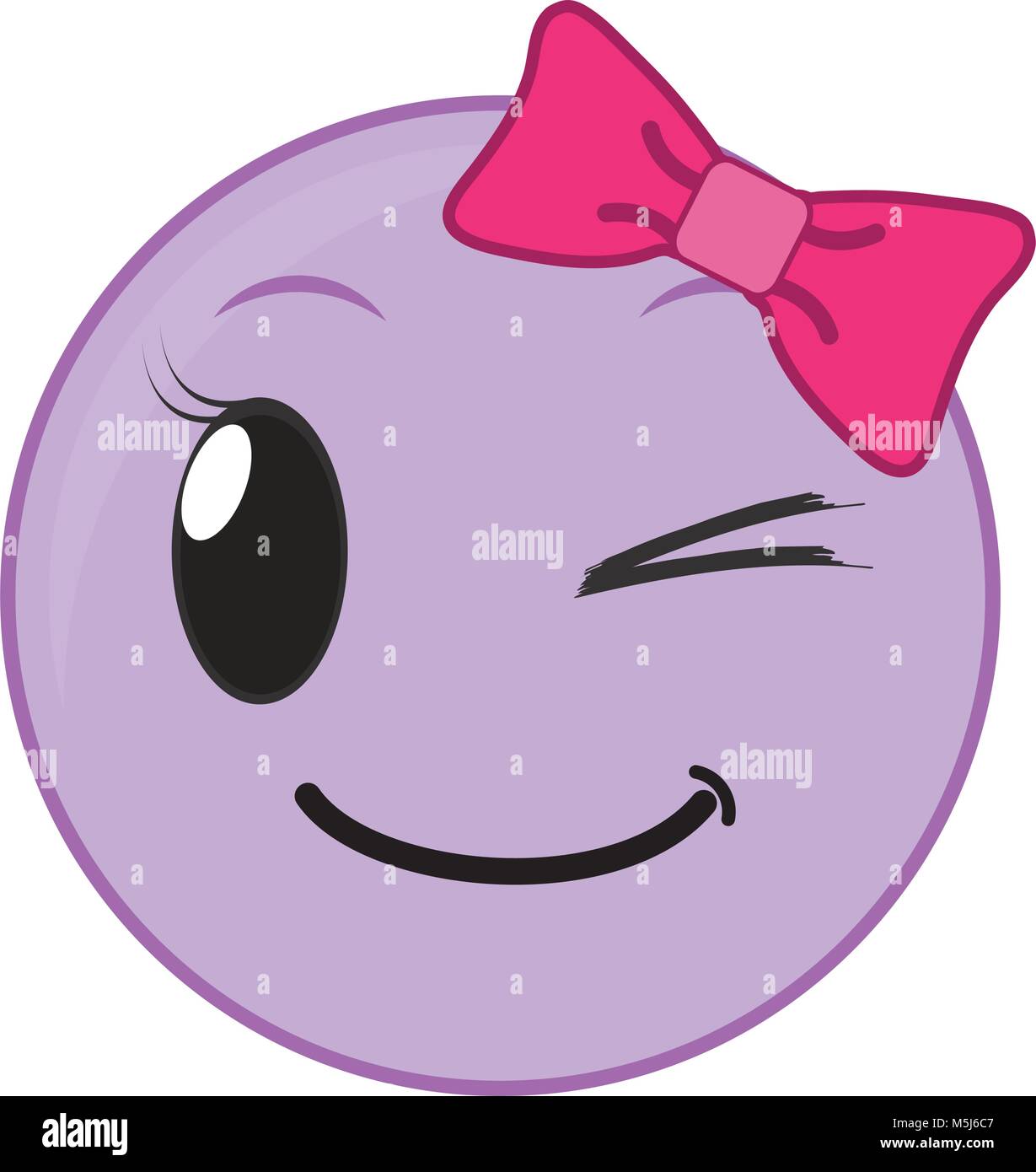 good female emoji expression with ribbon bow Stock Vector Image & Art ...