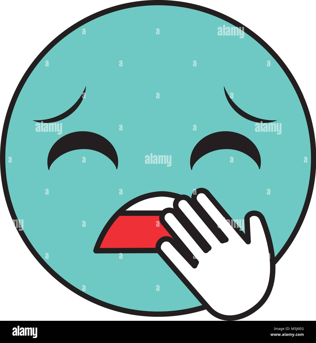 line color yawning face gesture emoji expression Stock Vector Image ...