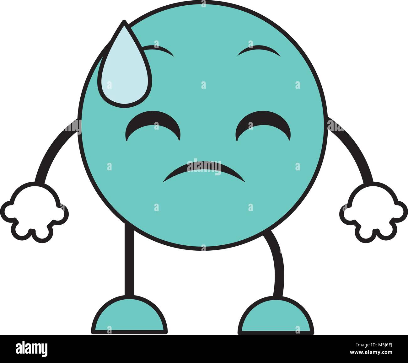 line color sweating emoji expression with arms and legs Stock Vector ...