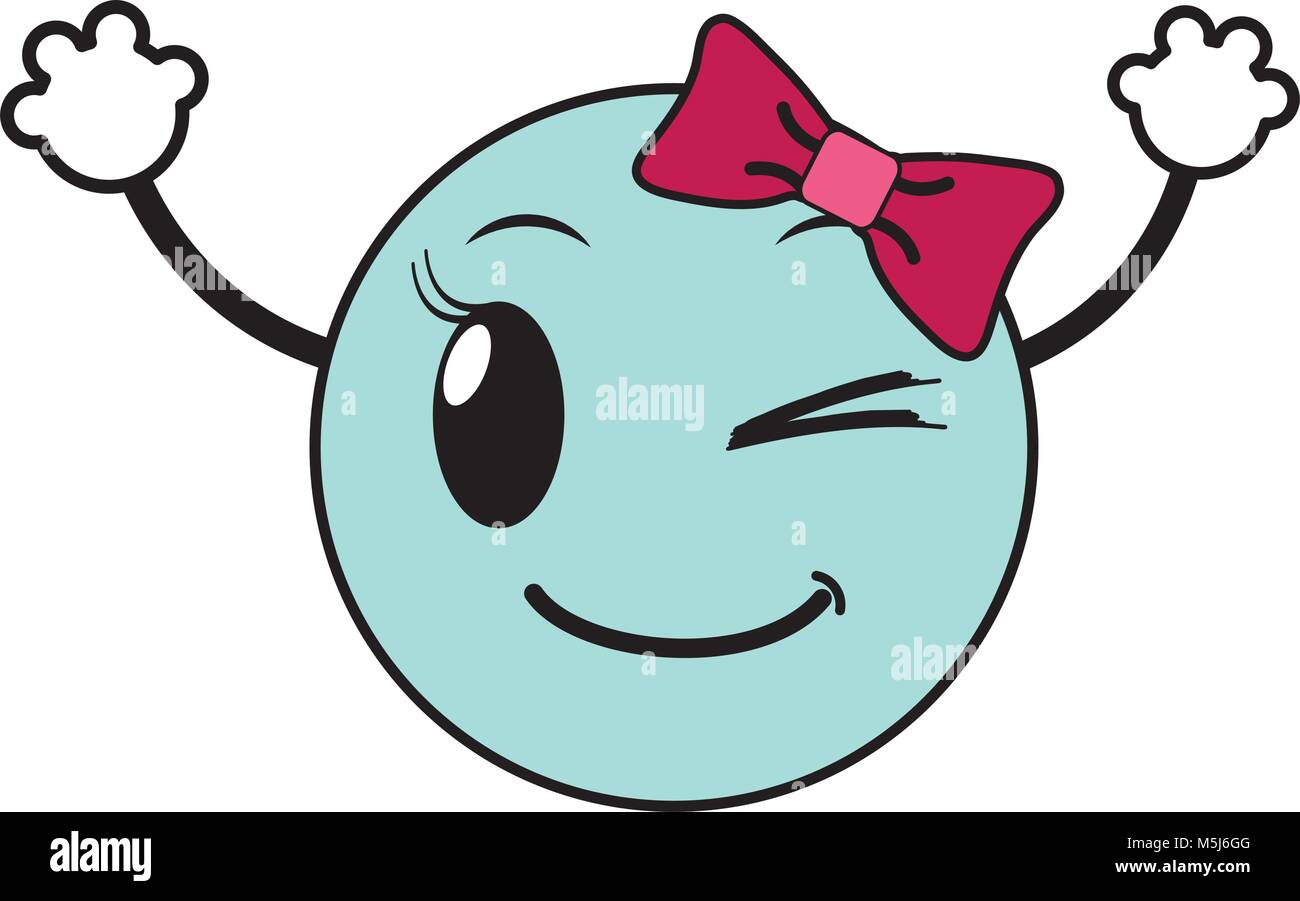 line color good female emoji face with arms Stock Vector Image & Art ...