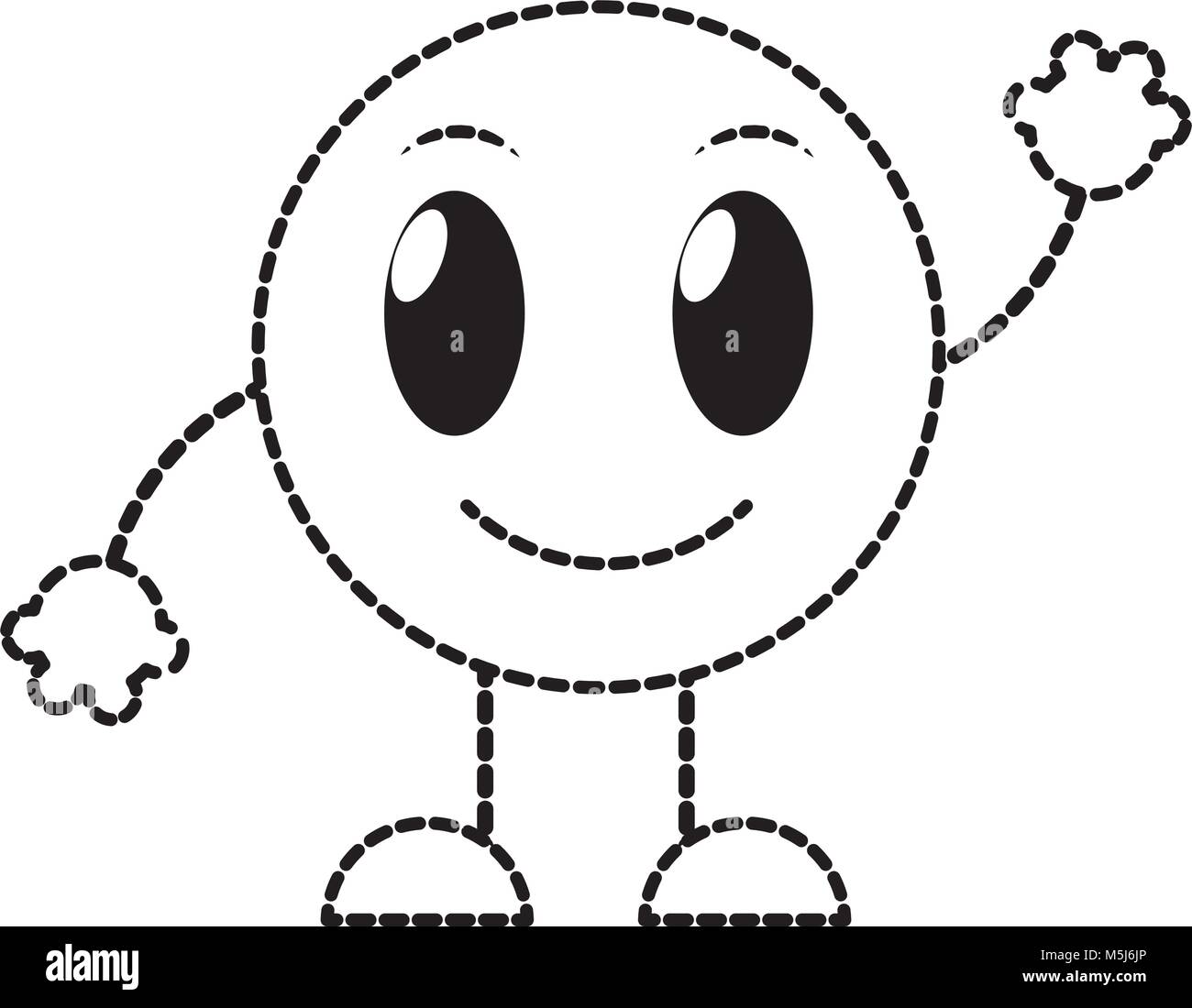 dotted shape happy emoji expression with arms and legs Stock Vector ...