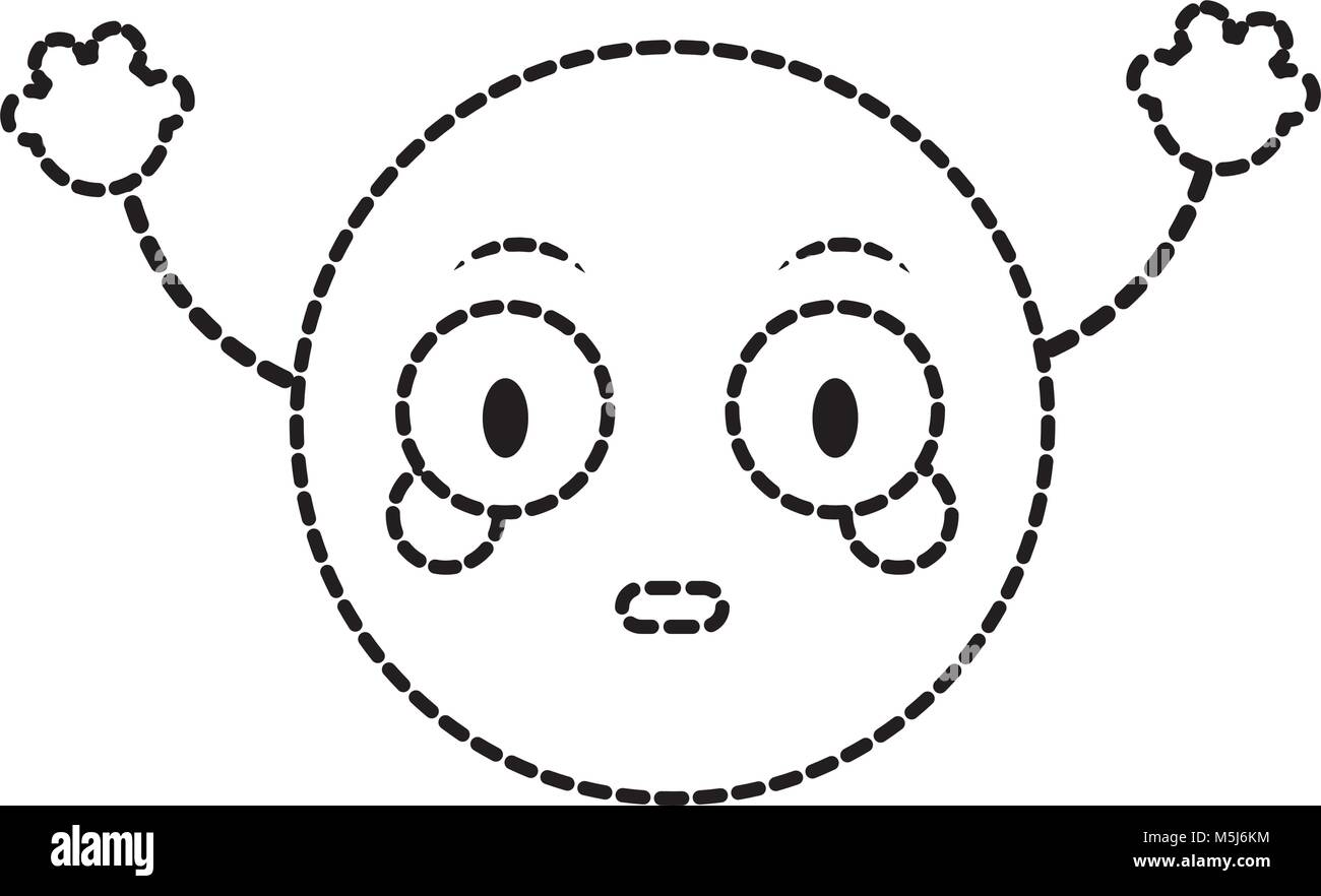 dotted shape surprised emoji face expression with arms Stock Vector ...