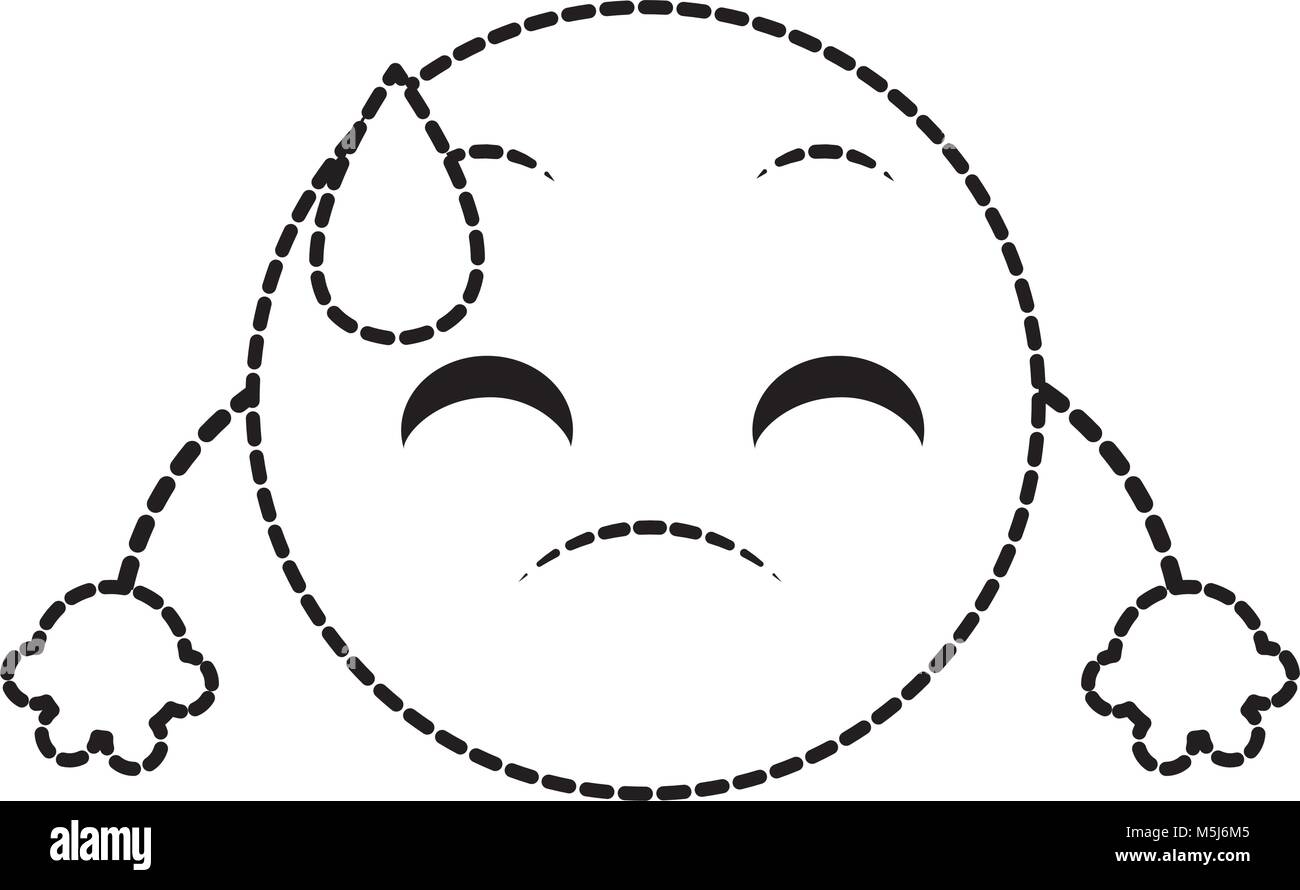 dotted shape sweating emoji face expression with arms Stock Vector ...