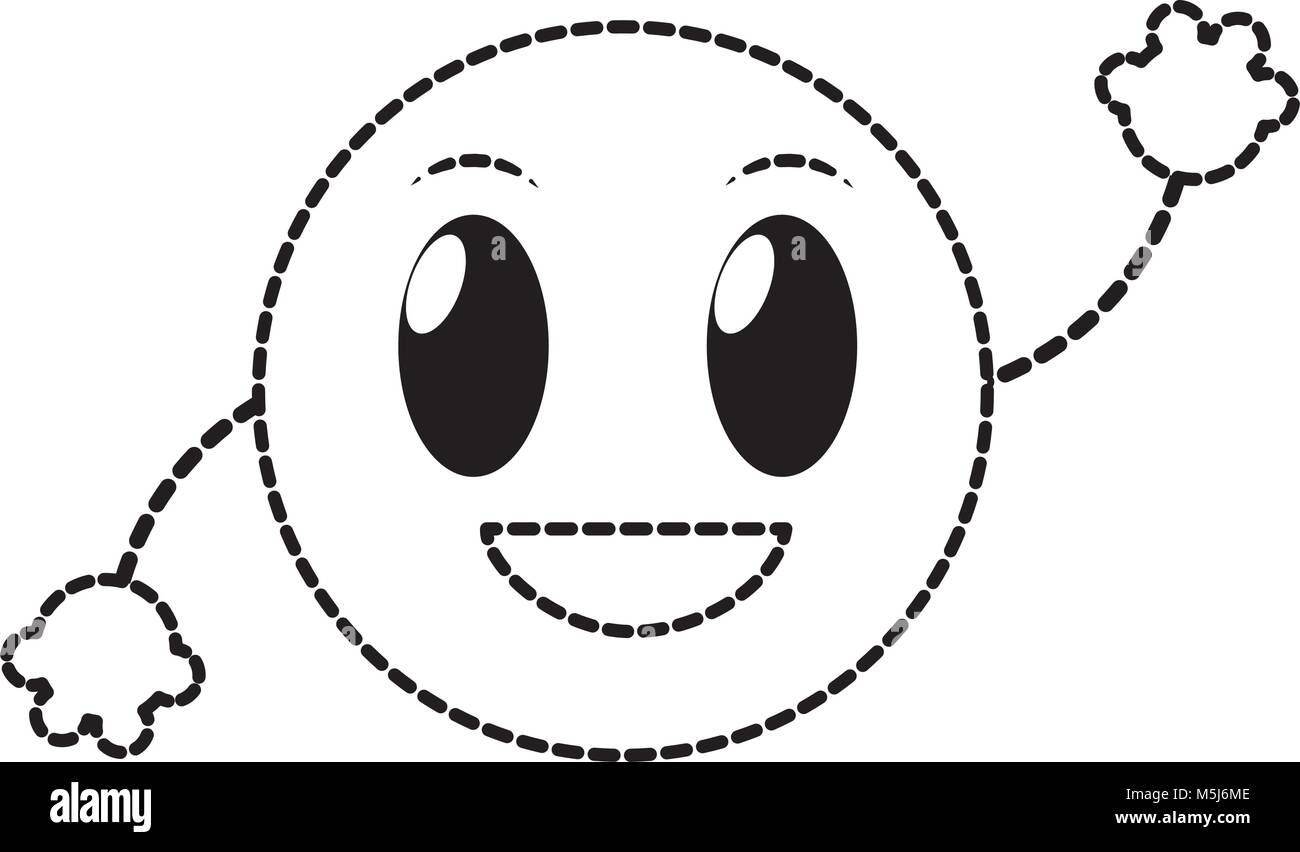 dotted shape glad emoji face expression with arms Stock Vector Image ...