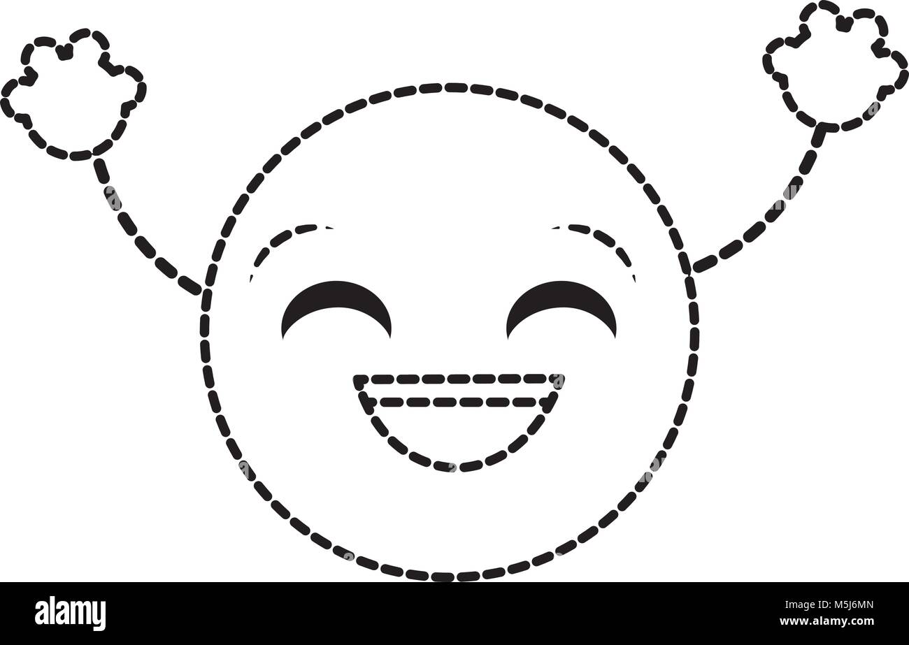 dotted shape laugh emoji face expression with arms Stock Vector Image ...