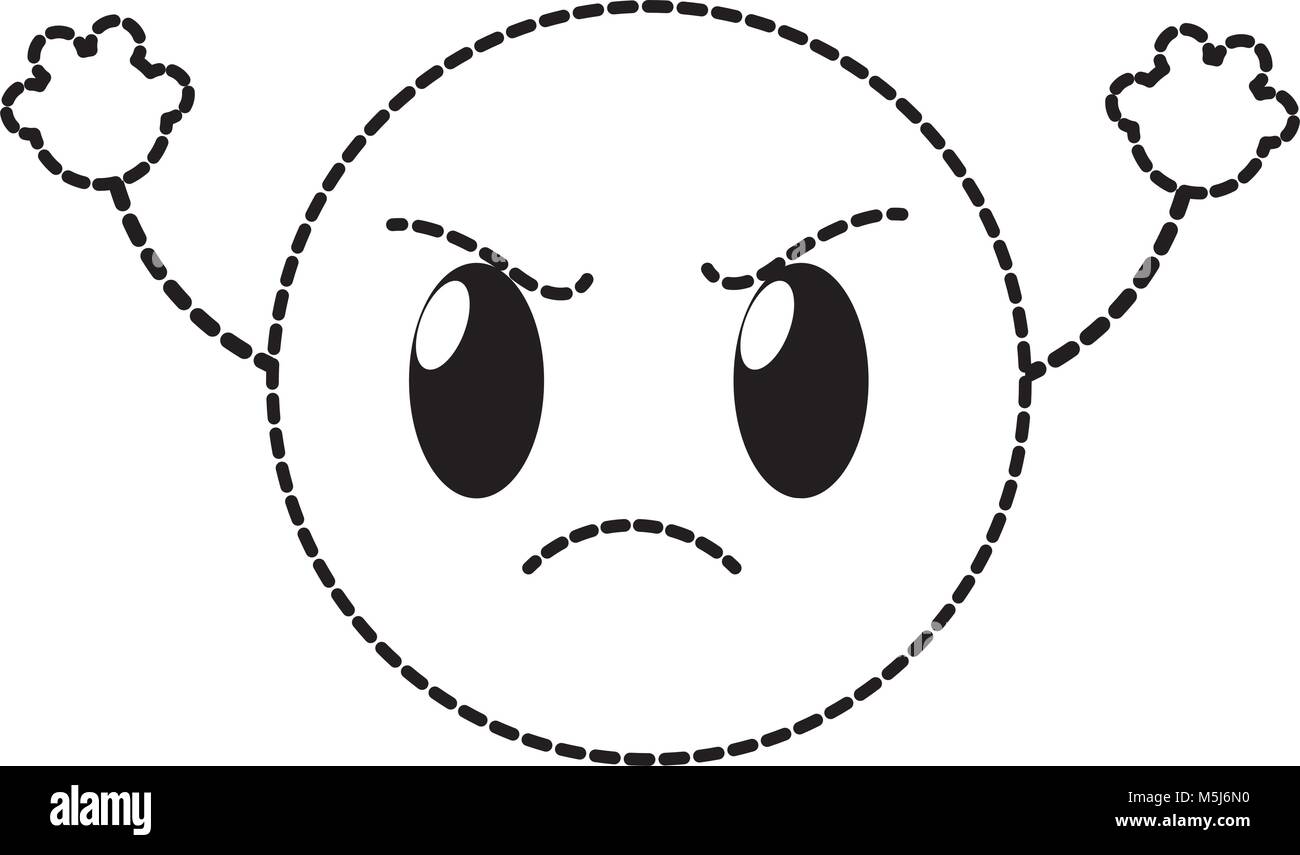 dotted shape angry emoji face expression with arms Stock Vector Image ...