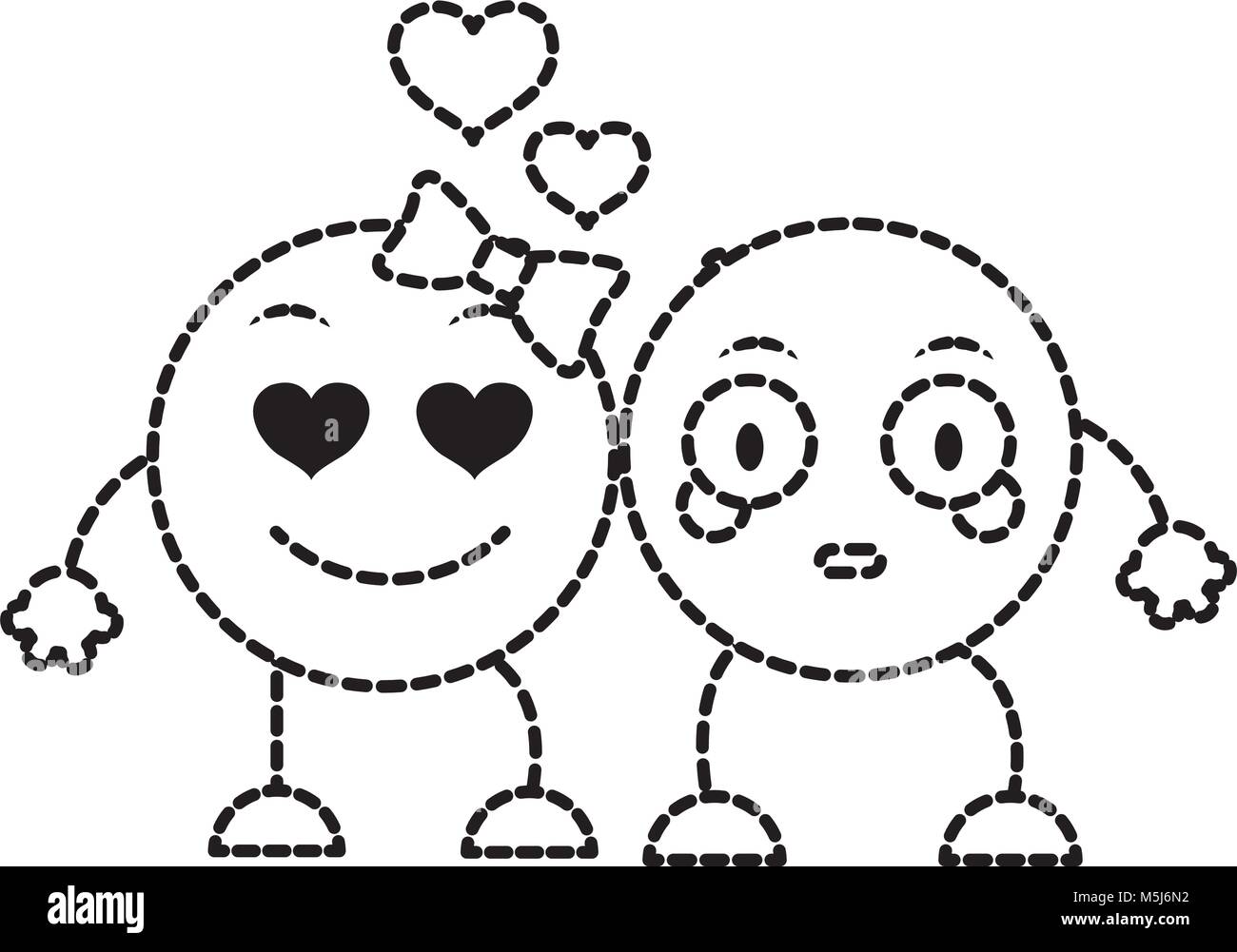 dotted shape couple enamored and surprised face emoji Stock Vector ...