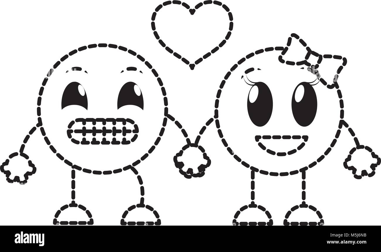 dotted shape couple ups and happy face emoji Stock Vector Image & Art ...