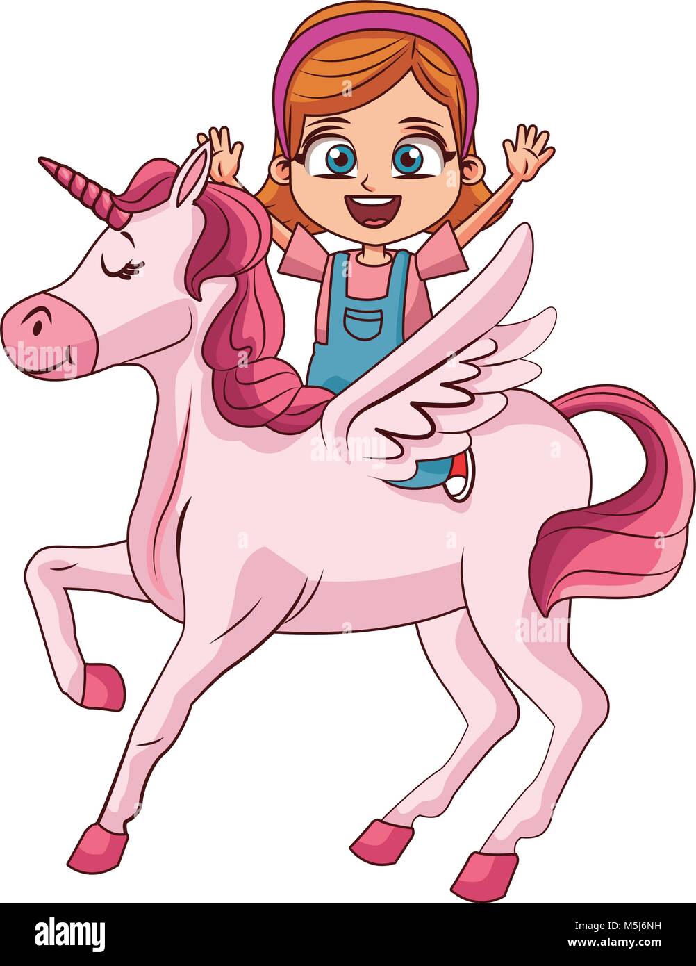 Cute girl on unicorn cartoon Stock Vector Image & Art - Alamy