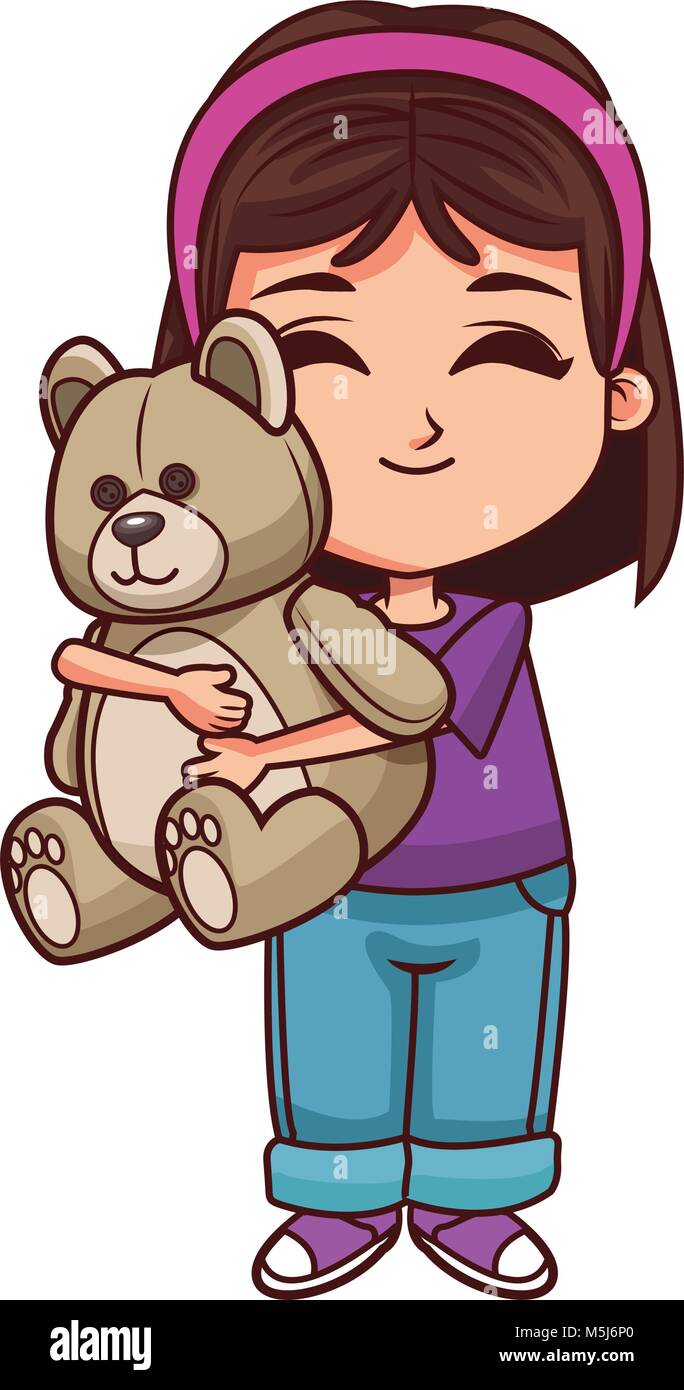 Child hugging teddy Stock Vector Images - Alamy