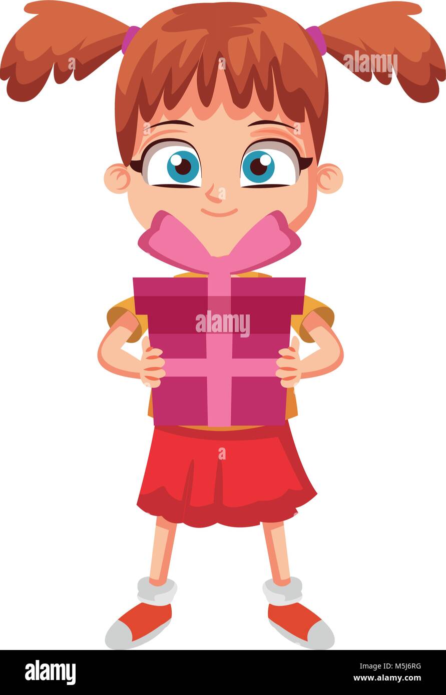 Girl with gift box cartoon Stock Vector Image & Art - Alamy