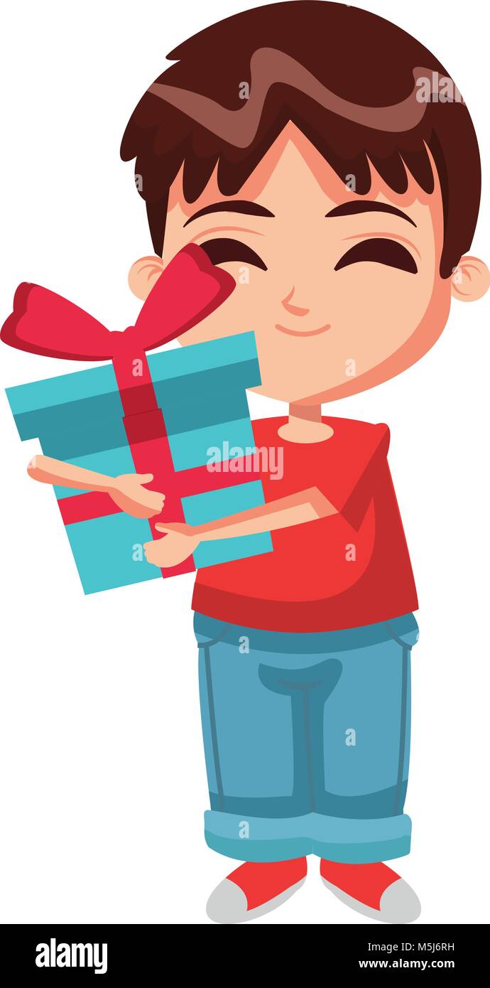 Boy with gift box cartoon Stock Vector Image & Art - Alamy