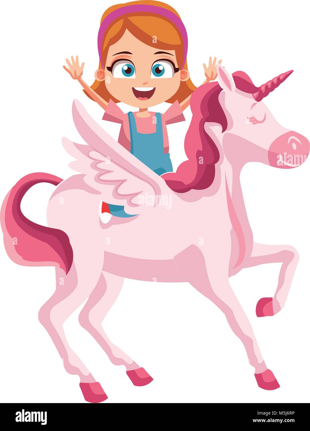 Cute girl on unicorn cartoon Stock Vector Image & Art - Alamy
