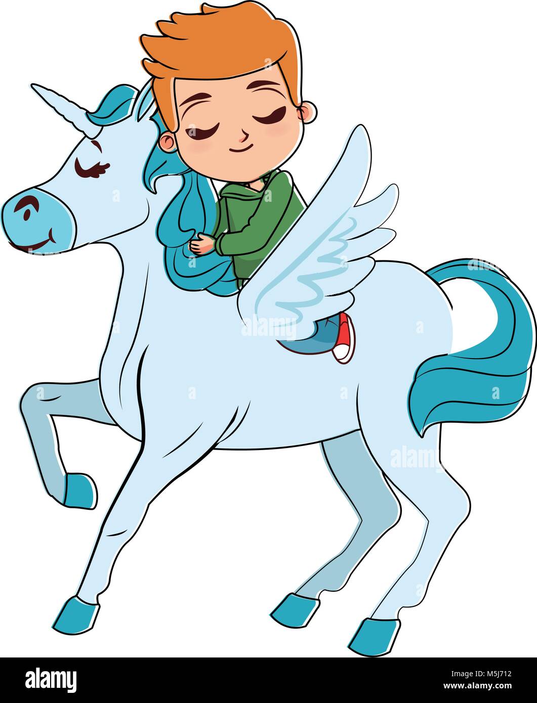Cute boy on unicorn Stock Vector Image & Art - Alamy