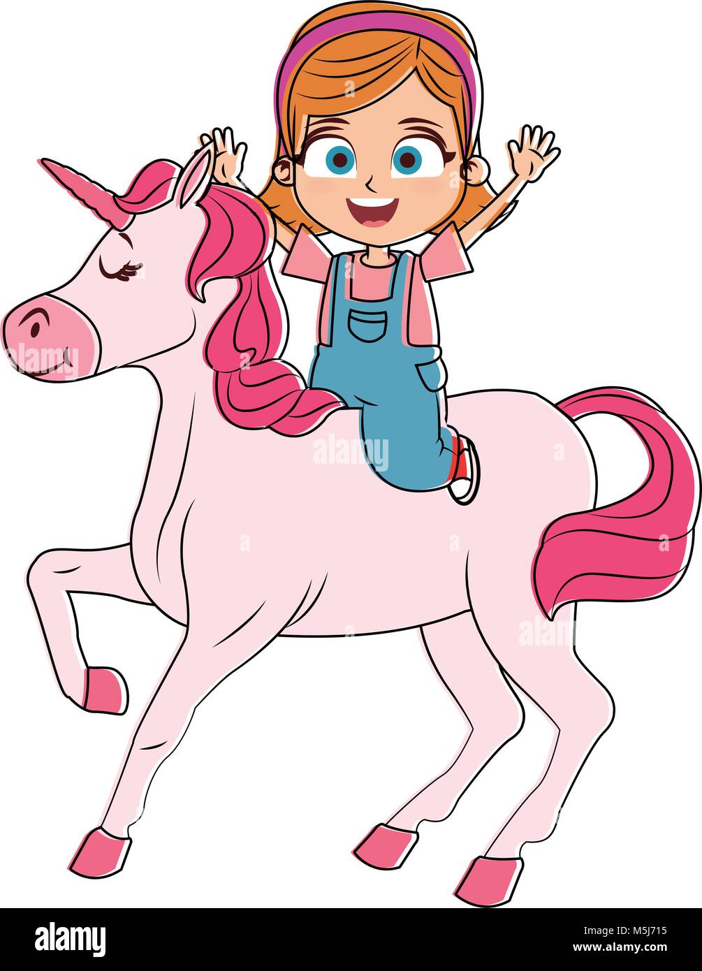 Cute girl on unicorn cartoon Stock Vector Image & Art - Alamy