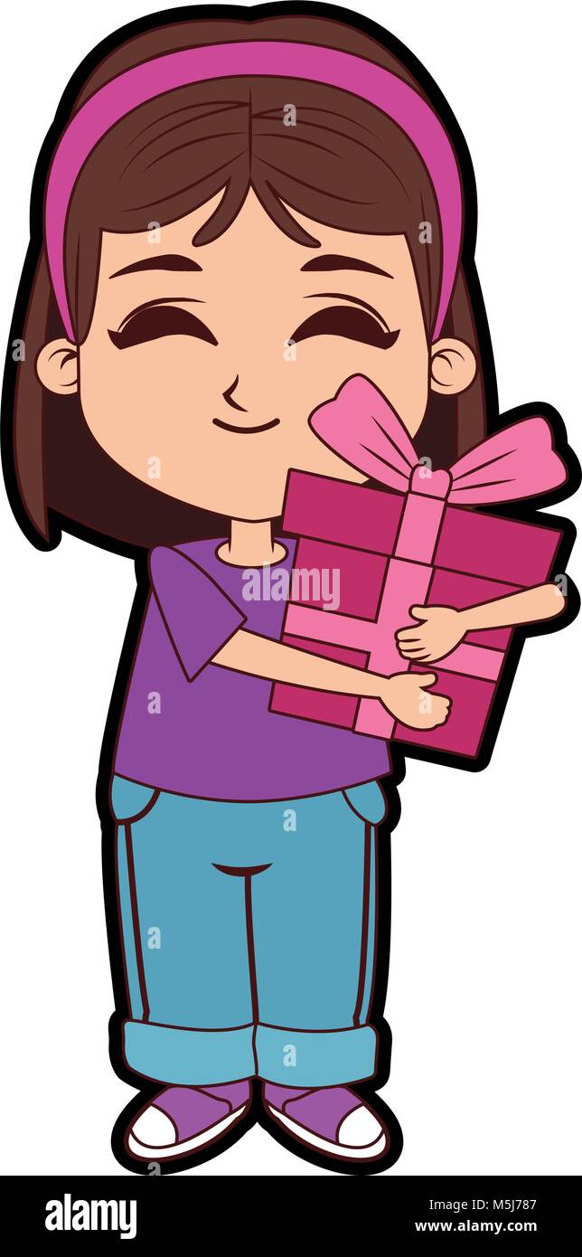 Girl with gift box cartoon Stock Vector Image & Art - Alamy