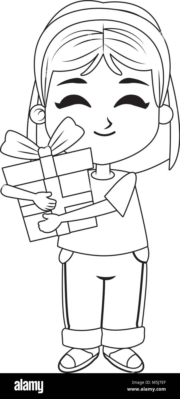 Girl with gift box cartoon Stock Vector Image & Art - Alamy