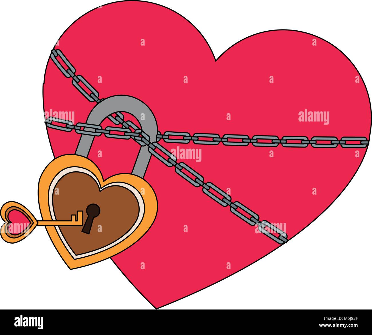 Heart locked with chains and padlock Stock Vector Image & Art - Alamy