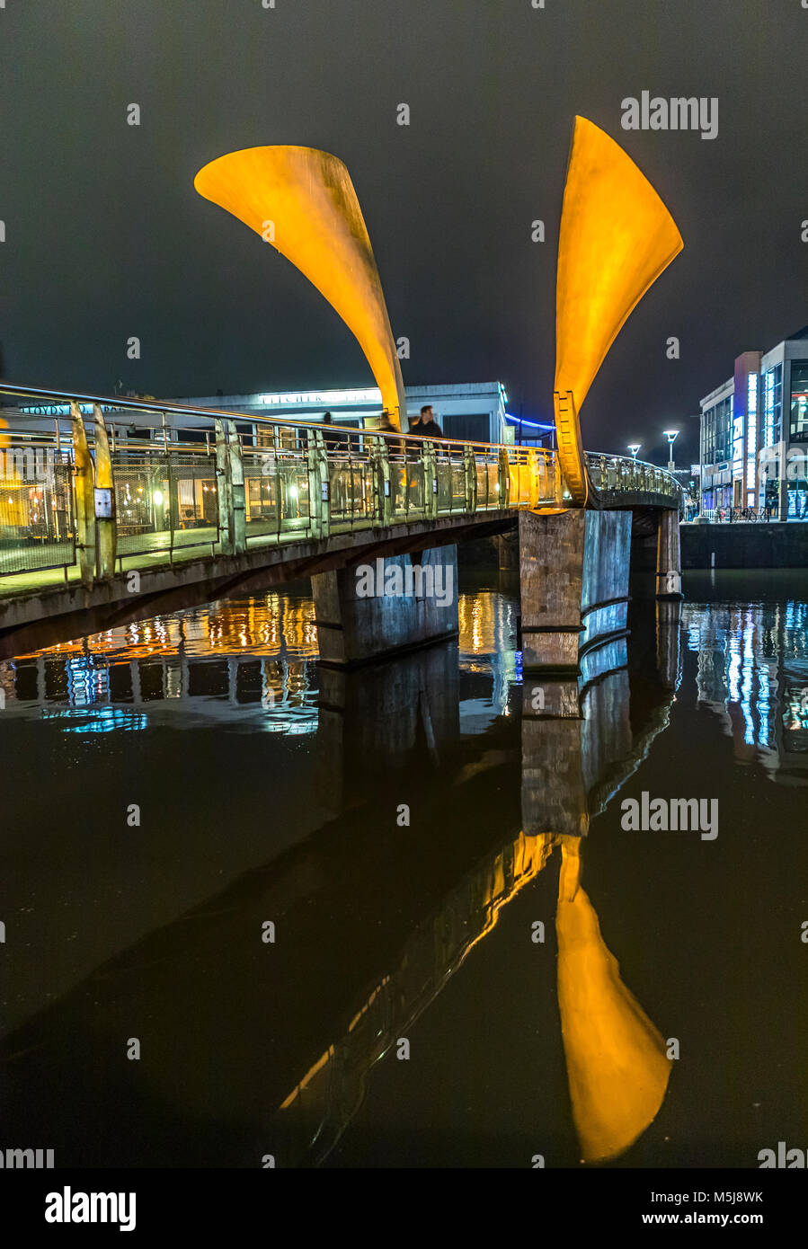 Pero's Bridge, a pedestrian bascule bridge, harbourside, Bristol UK ...