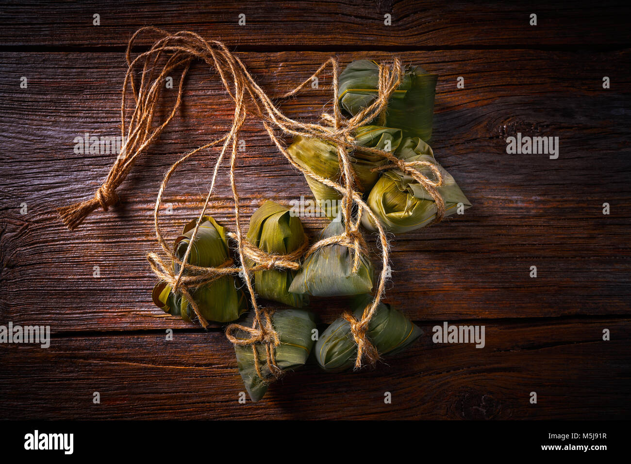 Zongzi Glutinous sticky Rice Dumplings recipe wrap with bamboo leaves ...