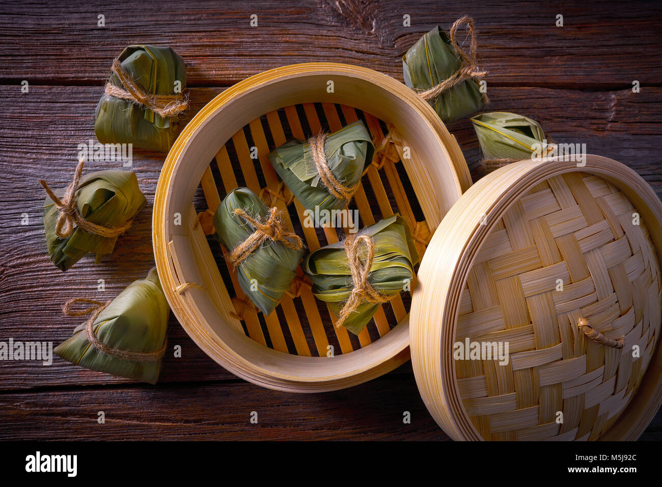 Zongzi Glutinous sticky Rice Dumplings recipe wrap with bamboo leaves ...