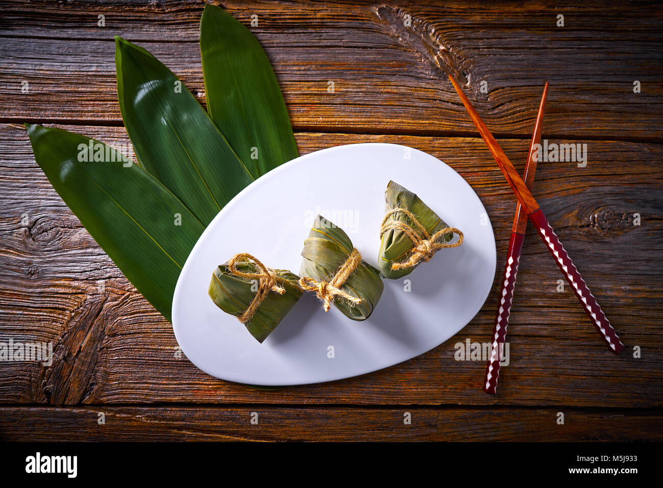 Zongzi Glutinous sticky Rice Dumplings recipe wrap with bamboo leaves ...
