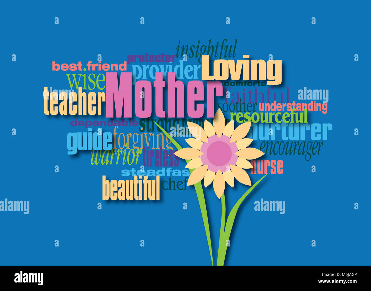 Graphic composition of personality traits of a mother. Art suitable for ...