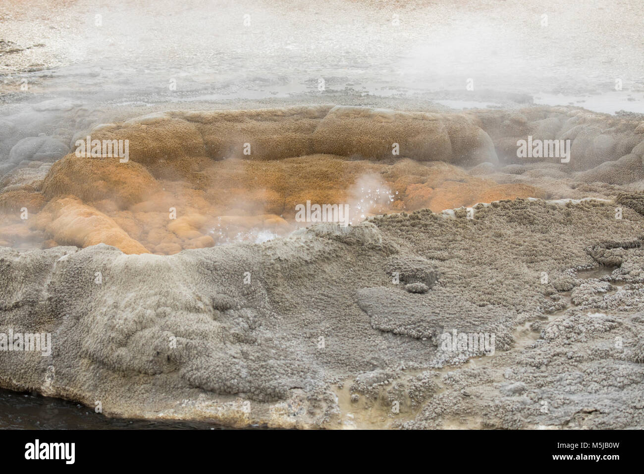 Boiling and steaming water in geyser vent at Fountain Paint Pots in ...