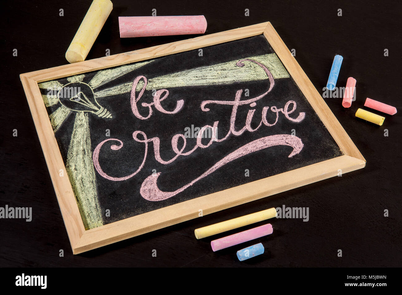 Be Creatvie - colorful chalk lettering motivational quote Stock Photo ...