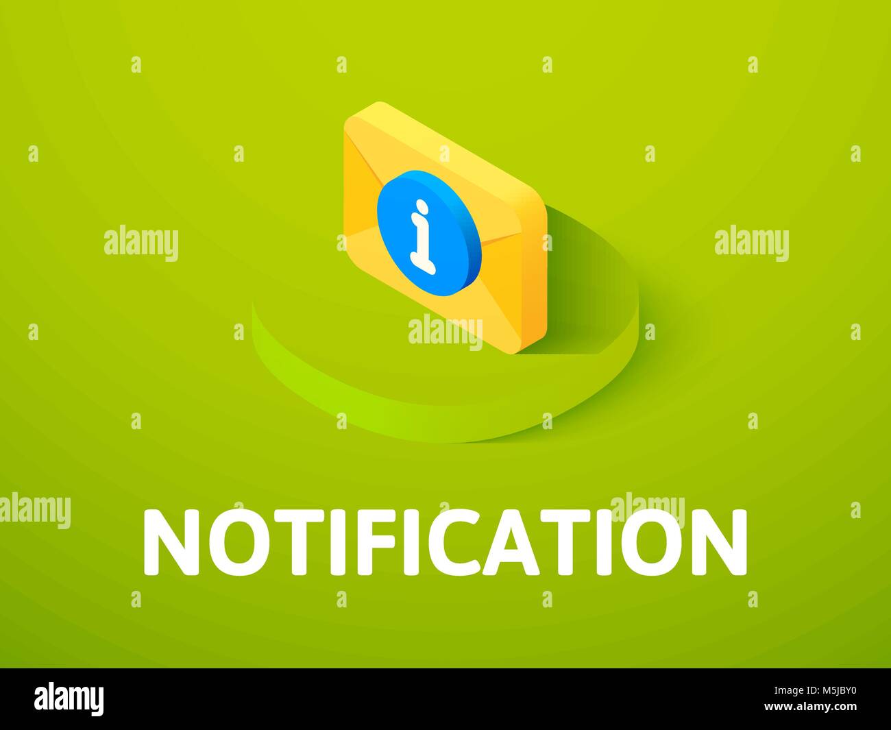 Notification isometric icon, isolated on color background Stock Vector ...