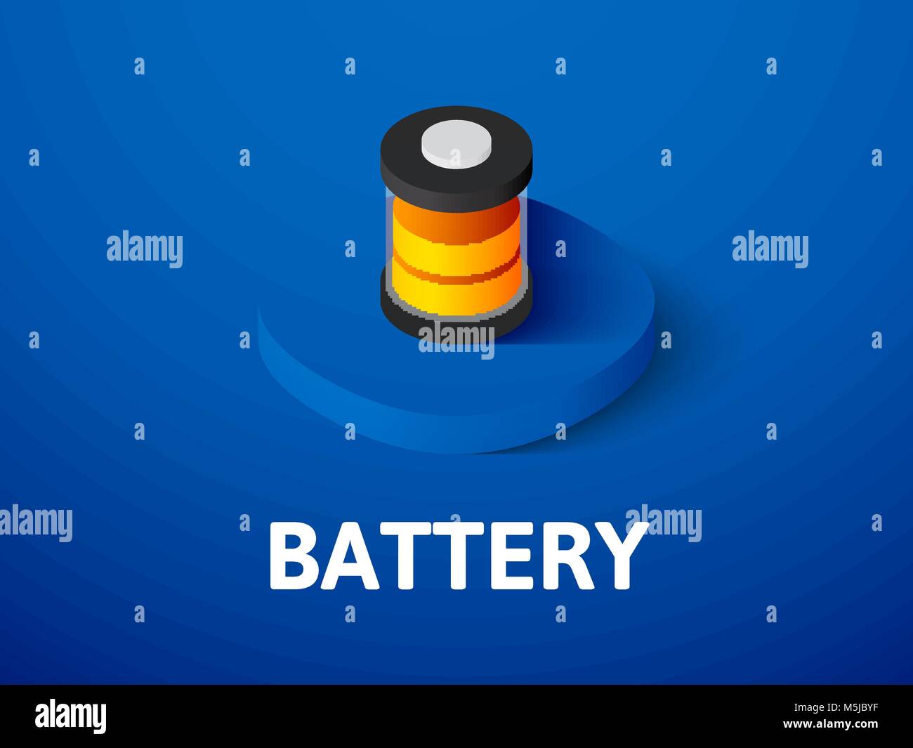 Battery isometric icon, isolated on color background Stock Vector Image ...