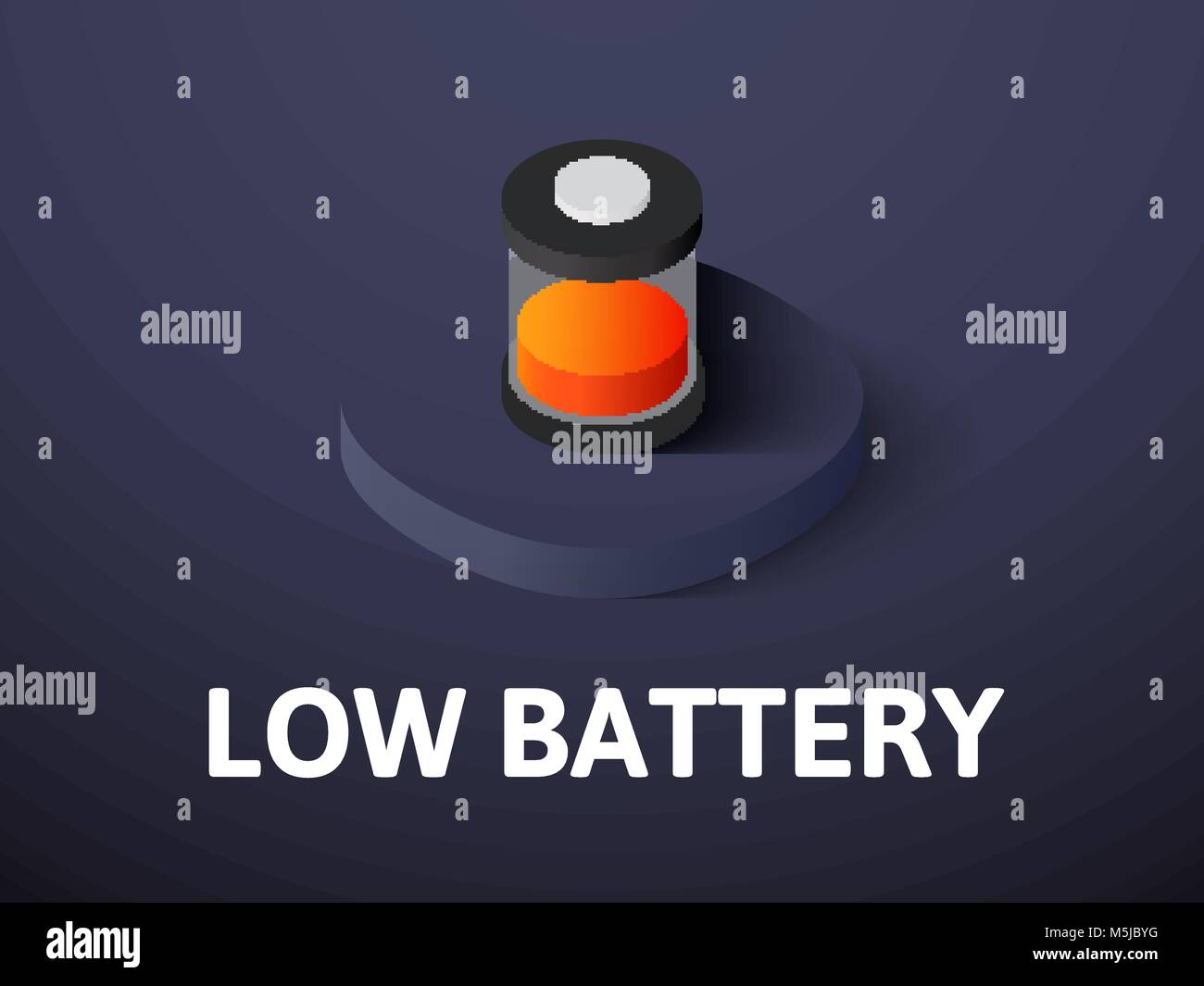 Low battery isometric icon, isolated on color background Stock Vector ...