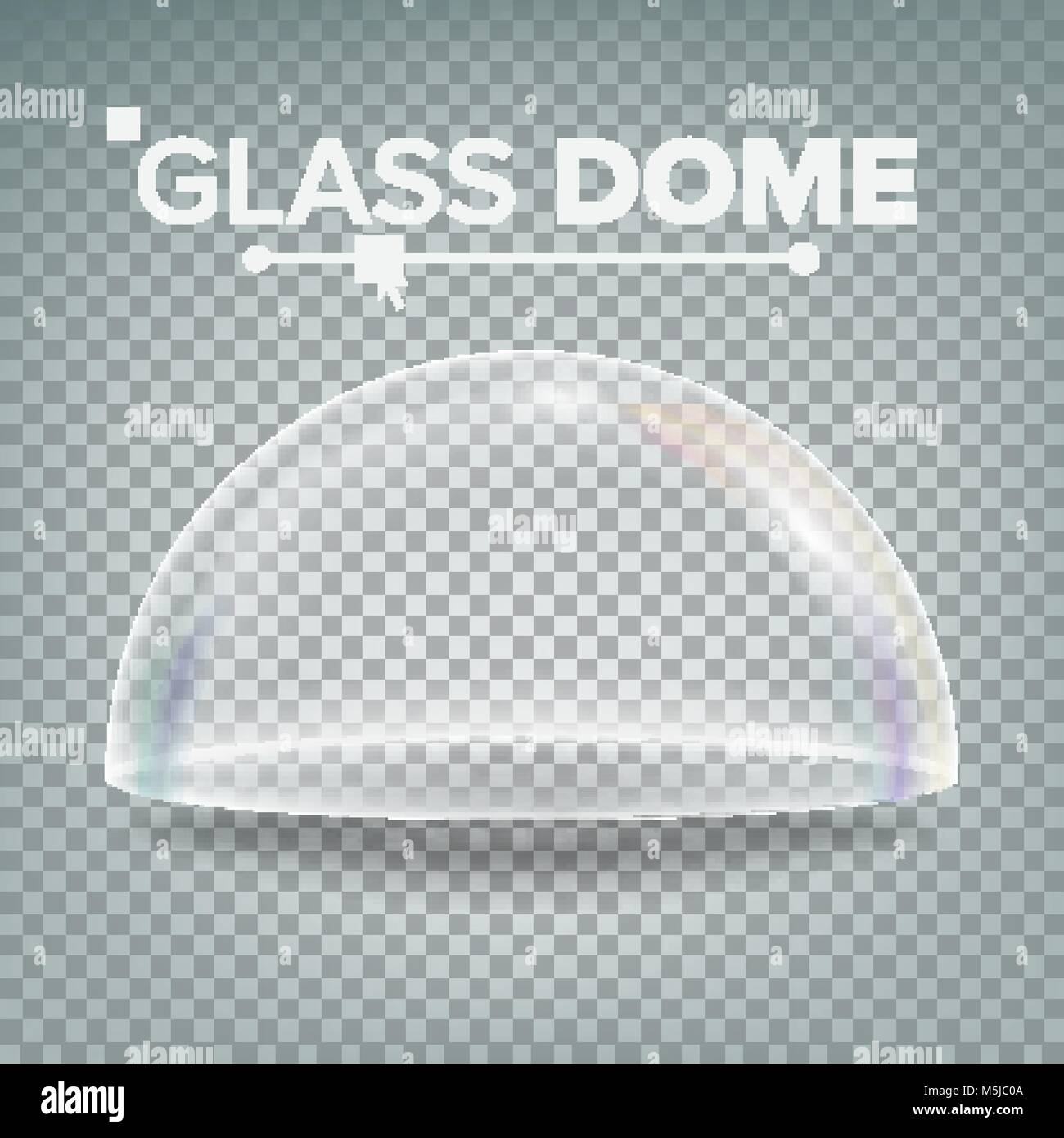 Glass Dome Vector. Exhibition Design Element. Half-Sphere Lid. Empty ...