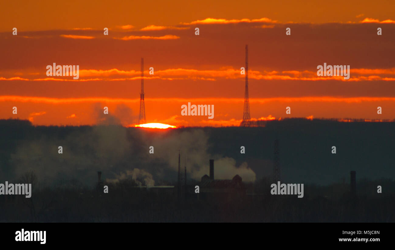 landscape with telecommunication tower at sunset Stock Photo - Alamy