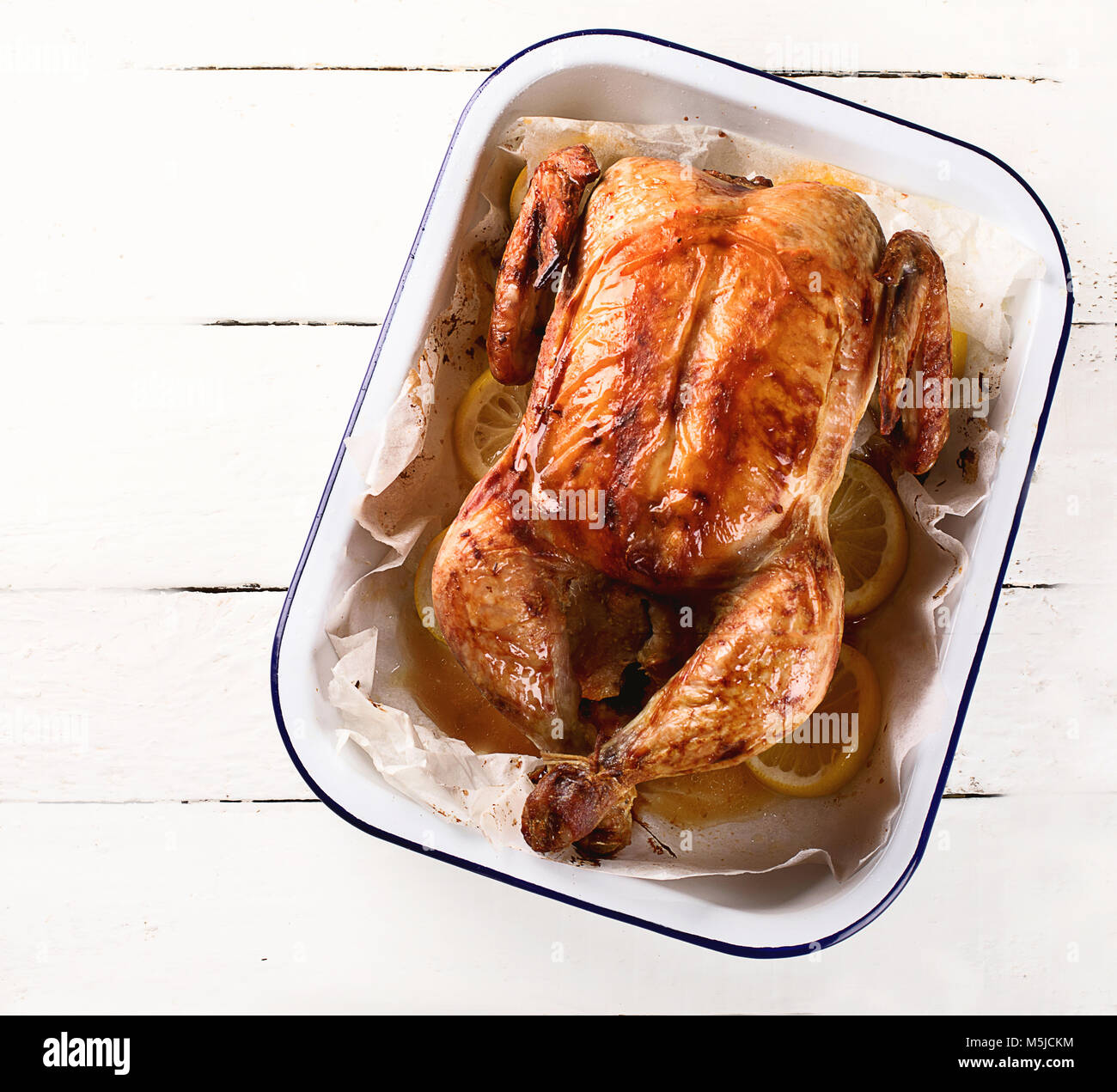 Homemade Lemon Whole Chicken. Top view Stock Photo - Alamy