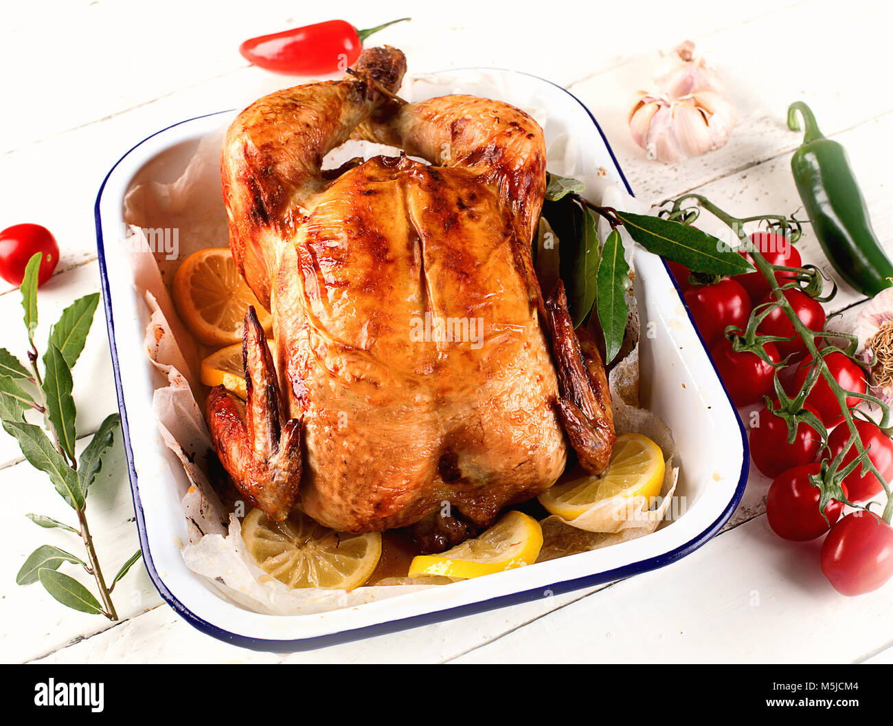 Homemade Lemon Whole Chicken. Top view Stock Photo - Alamy