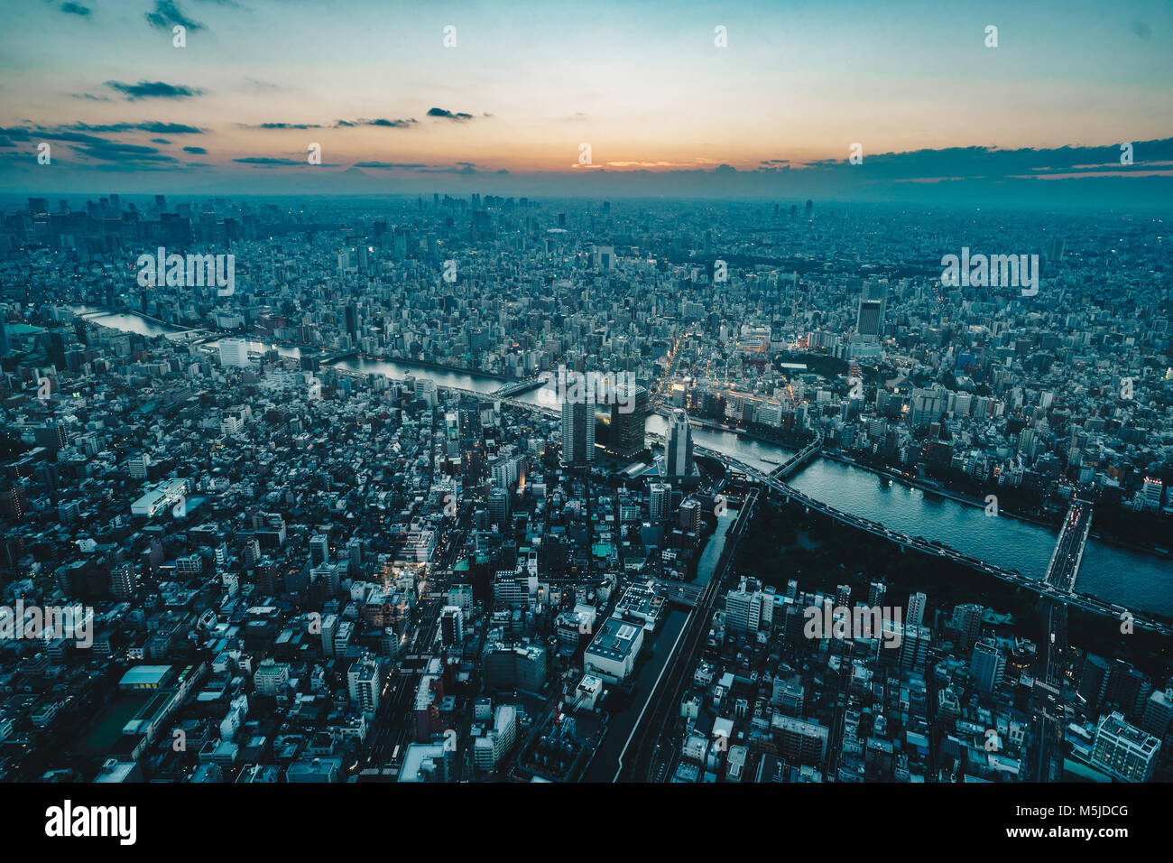 Tokyo city skyline as seen from above at sunset Stock Photo - Alamy