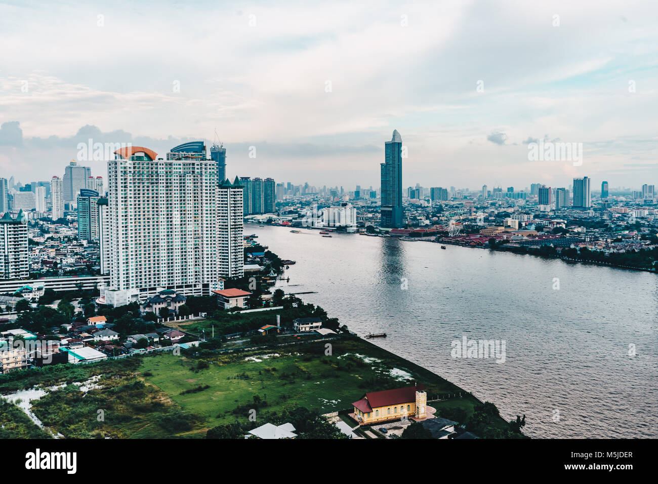 Bangkok cityscape skyline as seen from above aerial view photography in ...