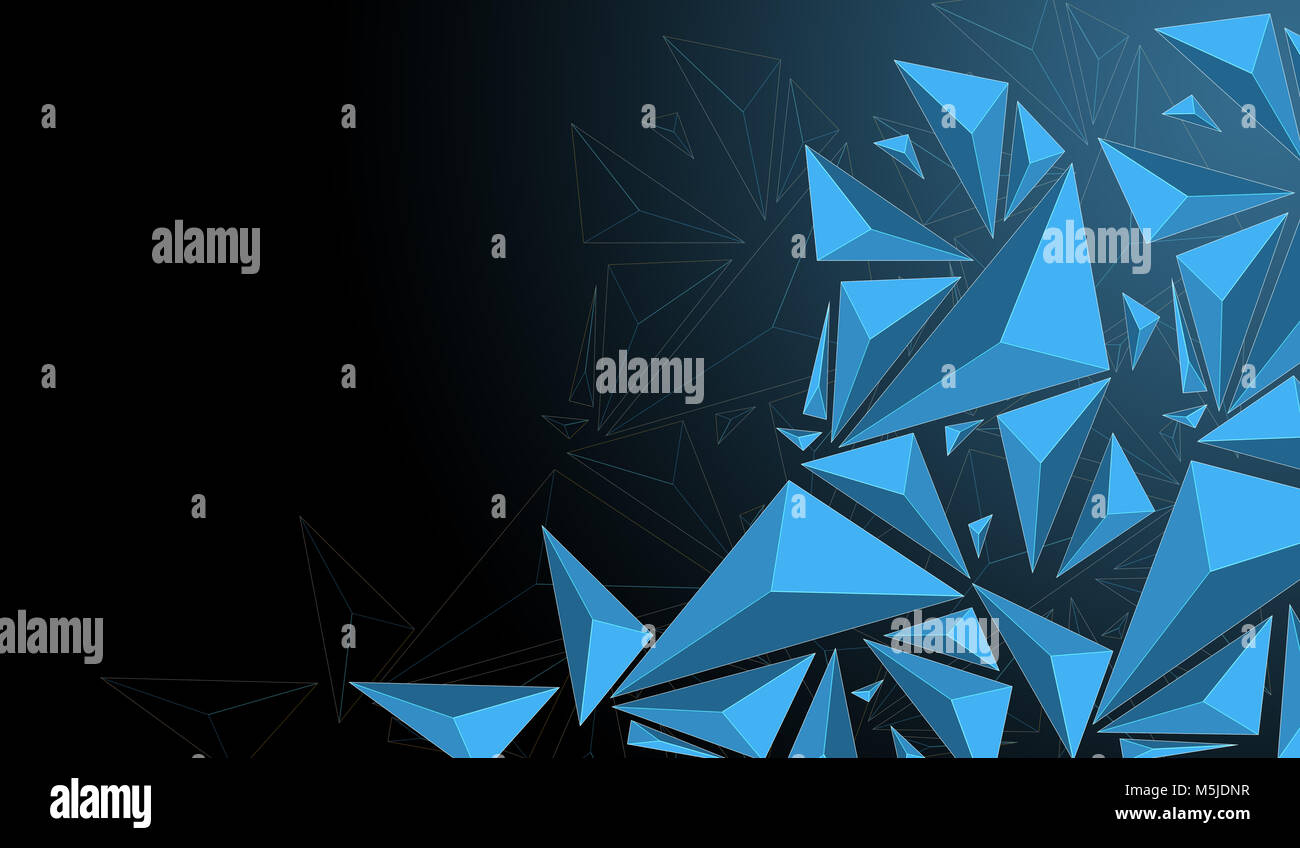 Blue abstract polygonal bitmap illustration on dark gradient Stock ...