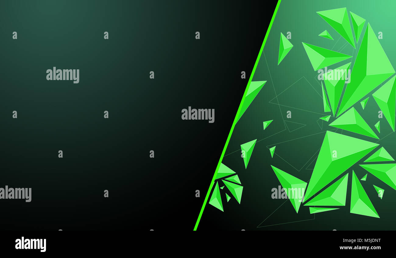 Green abstract polygonal bitmap illustration on dark gradient Stock ...