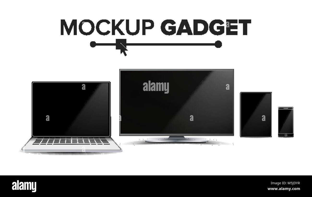 Gadget And Device Mockup Vector. Trendy Electronic Gadgets. Isolated ...
