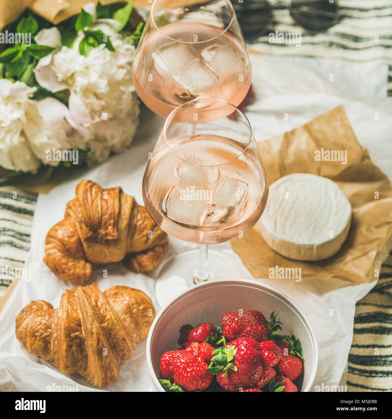 French style romantic summer picnic setting, square crop Stock Photo ...