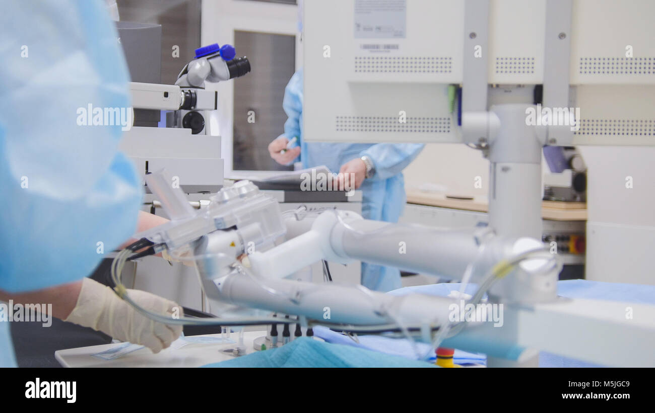 Anesthesiology at surgery in an operating room - ophthalmology Stock ...